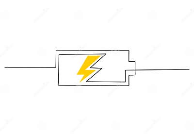 Battery Power One Line Drawing with Electrical Symbol Stock Vector ...