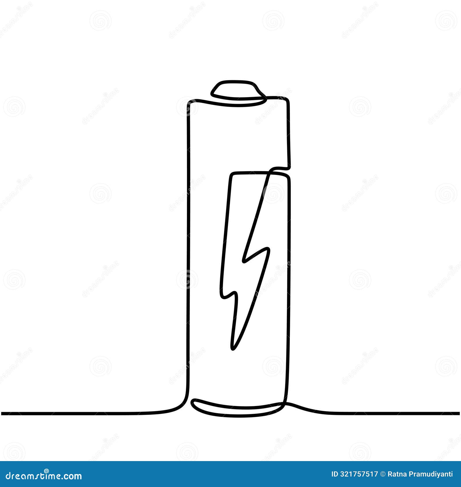 Battery Power One Line Drawing with Electrical Symbol Stock Vector ...