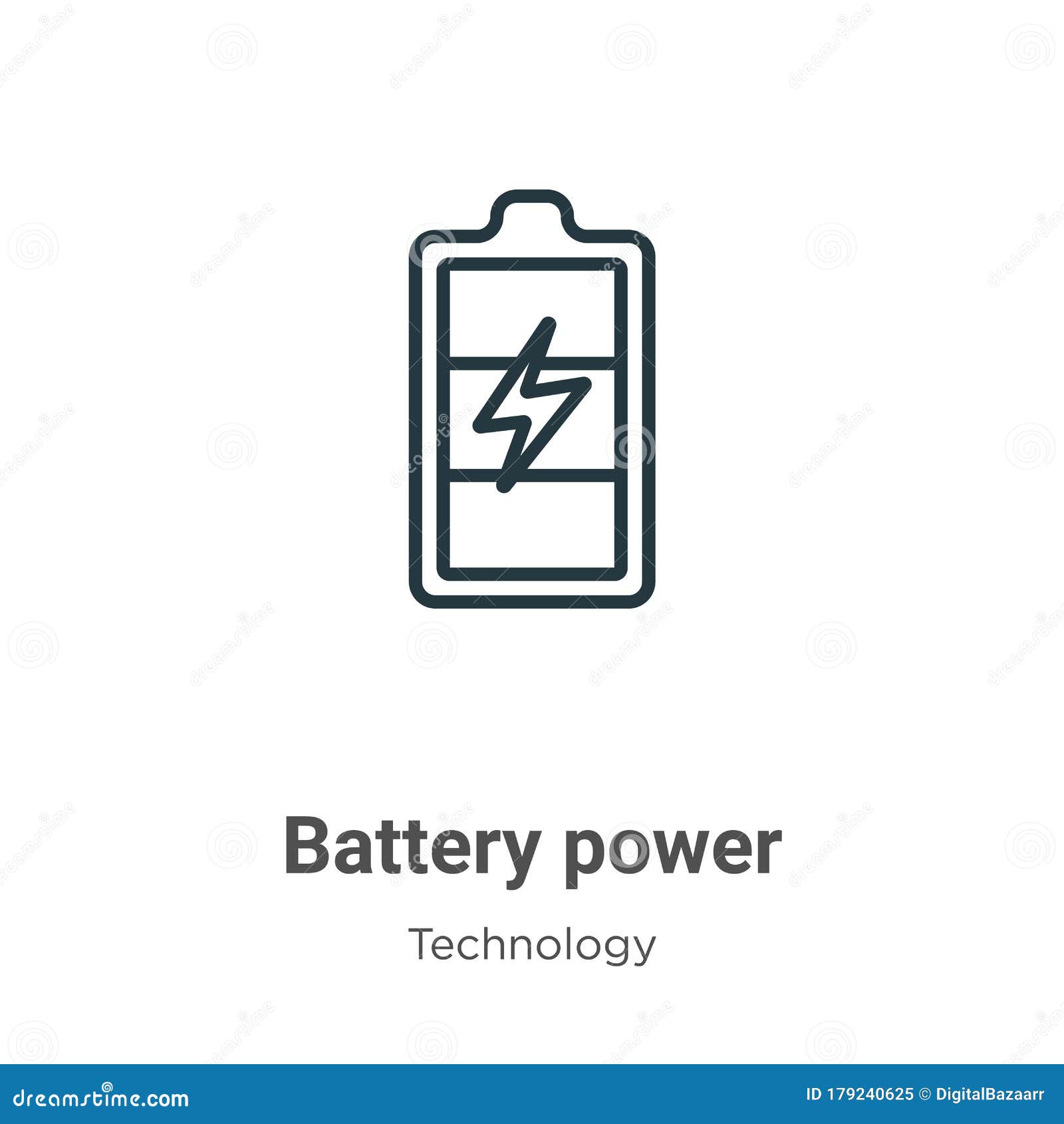 Battery Power Outline Vector Icon. Thin Line Black Battery Power Icon ...