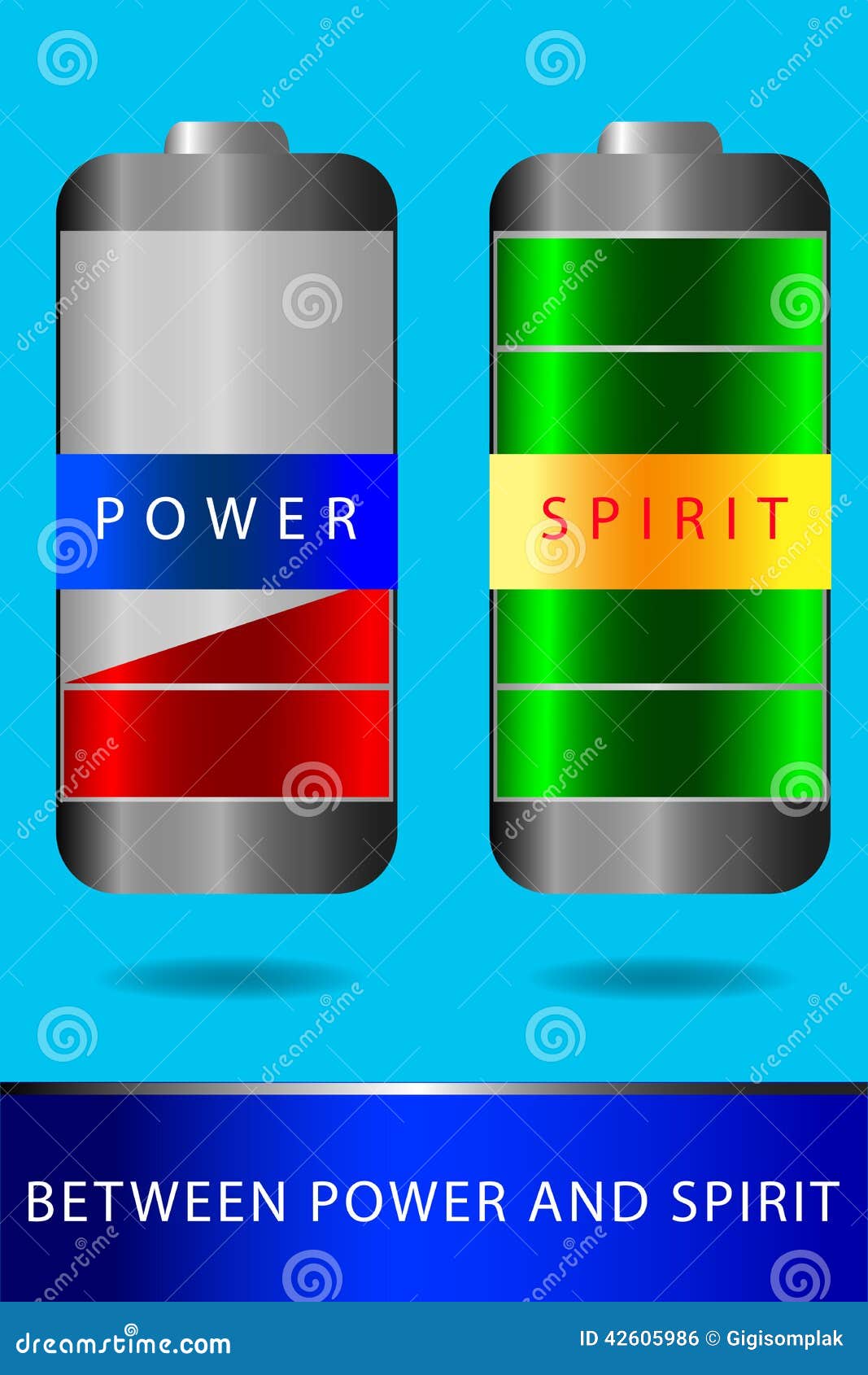 Battery - between Power and Spirit Stock Illustration - Illustration of ...