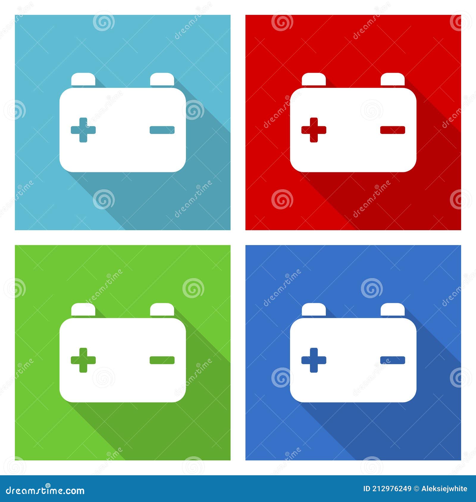 Battery, Power Storage Icon Set, Flat Design Vector Illustration in Eps ...