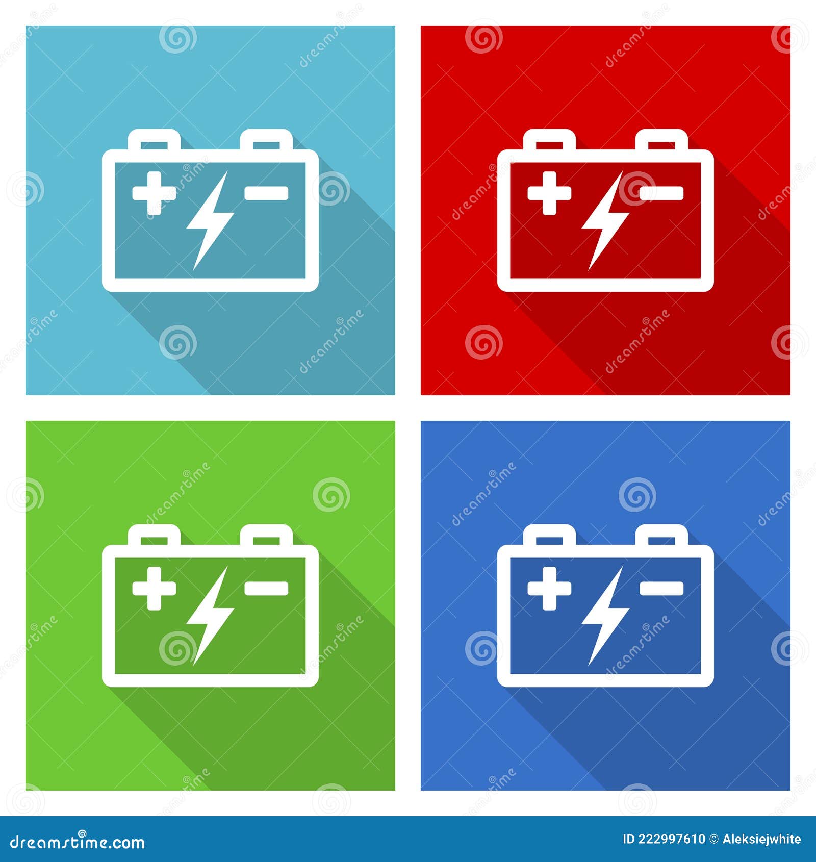 Battery, Power Storage Icon Set, Flat Design Vector Illustration in Eps ...
