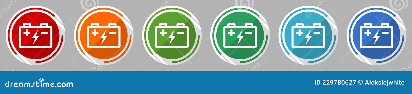 Battery, Power Storage Icon Set, Vector Illustration in 6 Colors ...