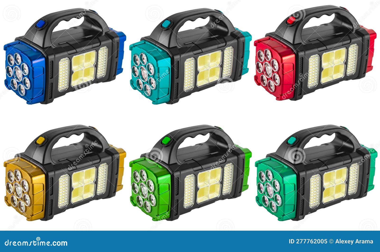 Battery-powered Flashlight with a Handle, on a White Background Stock ...