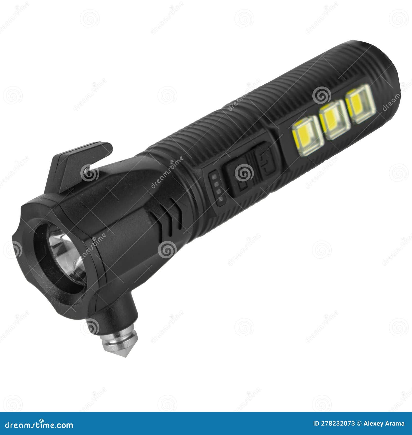 Battery-powered LED Hand Flashlight, on White Background Stock ...