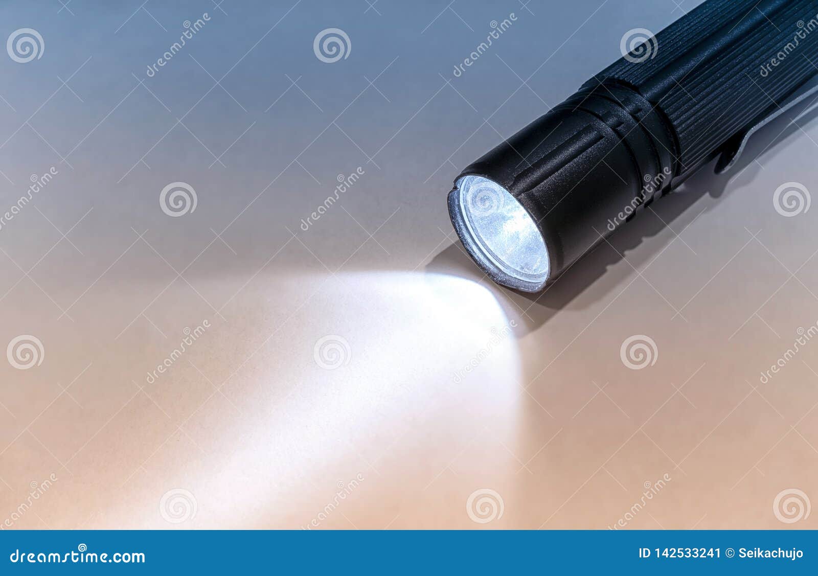 Battery Powered Metallic Pocket LED Tactical Flashlight Stock Image ...