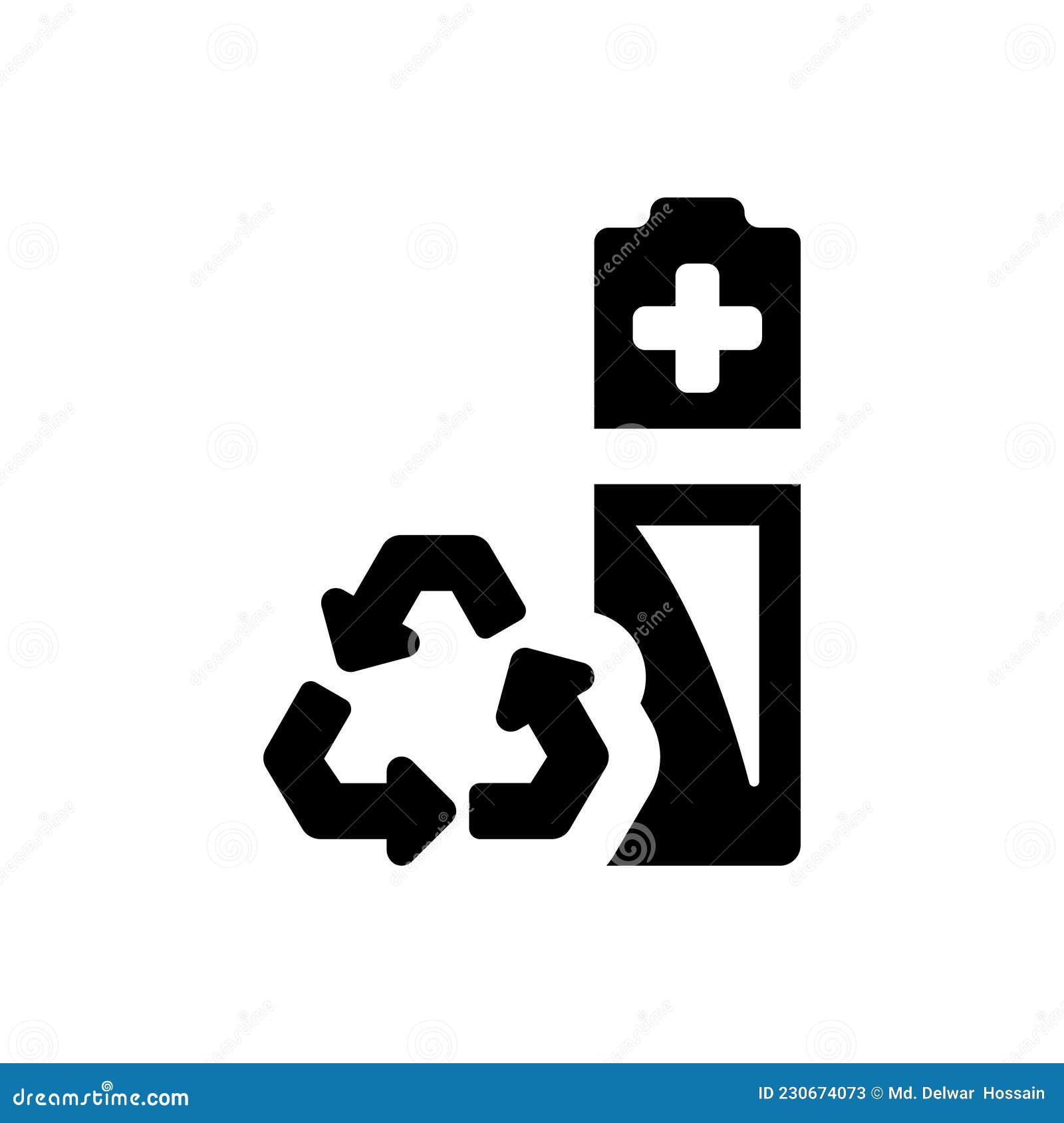 Battery With Recycle Symbol Icon Isolated On Black, White And ...