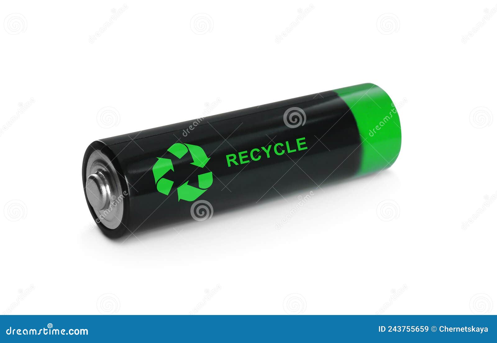 Battery with Recycle Symbol Isolated on White Stock Image - Image of ...