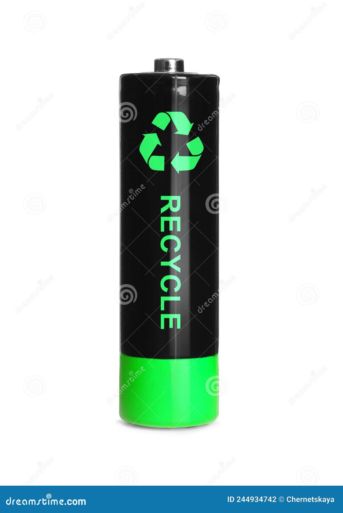 Battery with Recycle Symbol Isolated on White Stock Photo - Image of ...