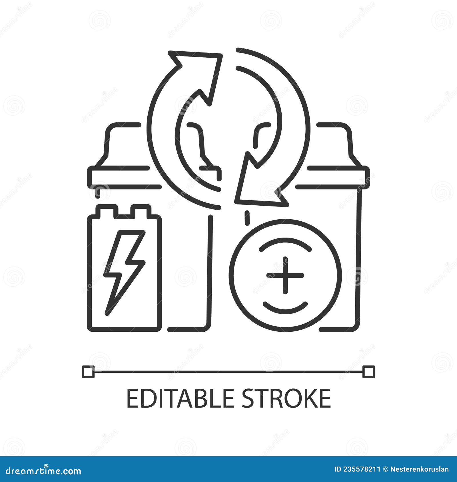Battery Recycling Station Linear Icon Stock Vector - Illustration of ...