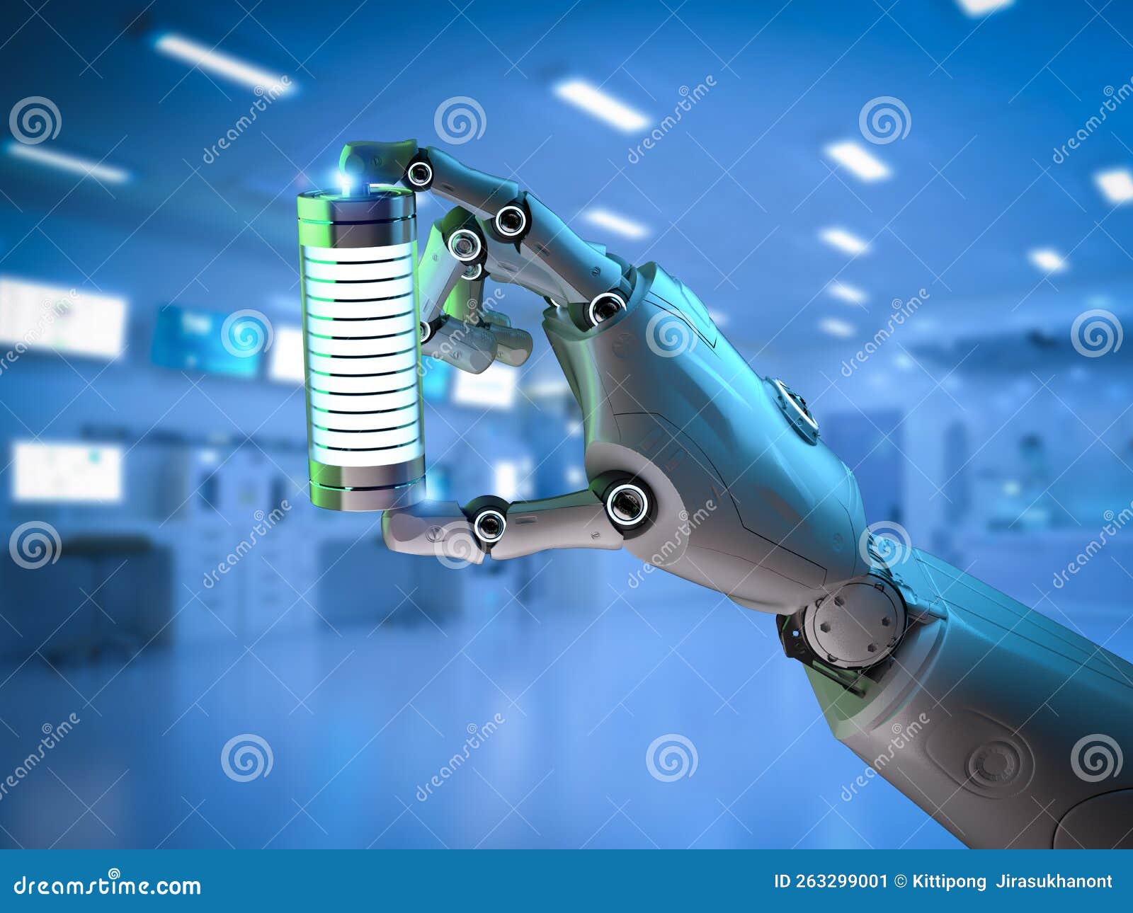 Battery Research and Development with Robot in Laboratory Stock ...