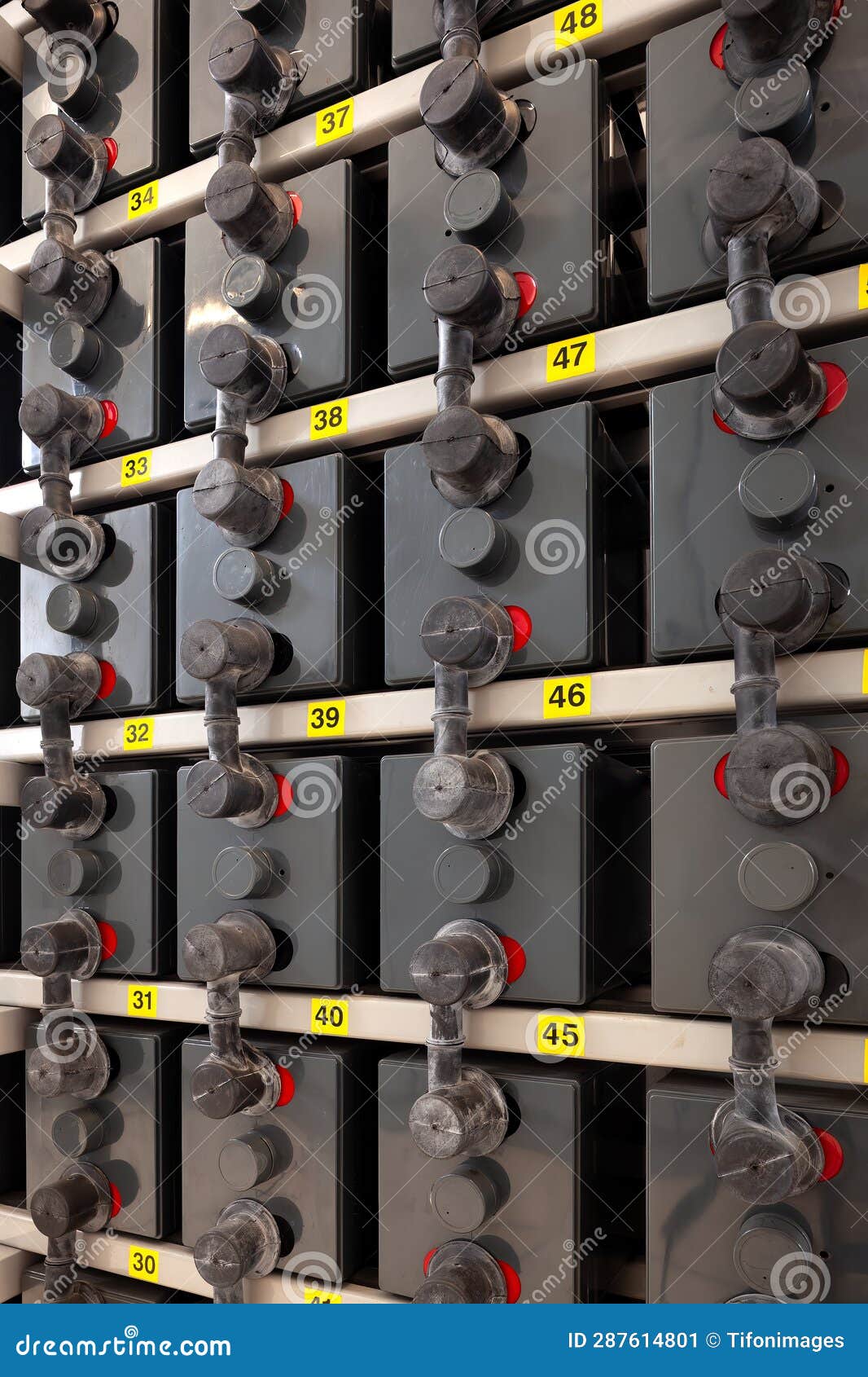 Battery Room, Rows Of Batteries In Industrial Backup Power System Stock ...
