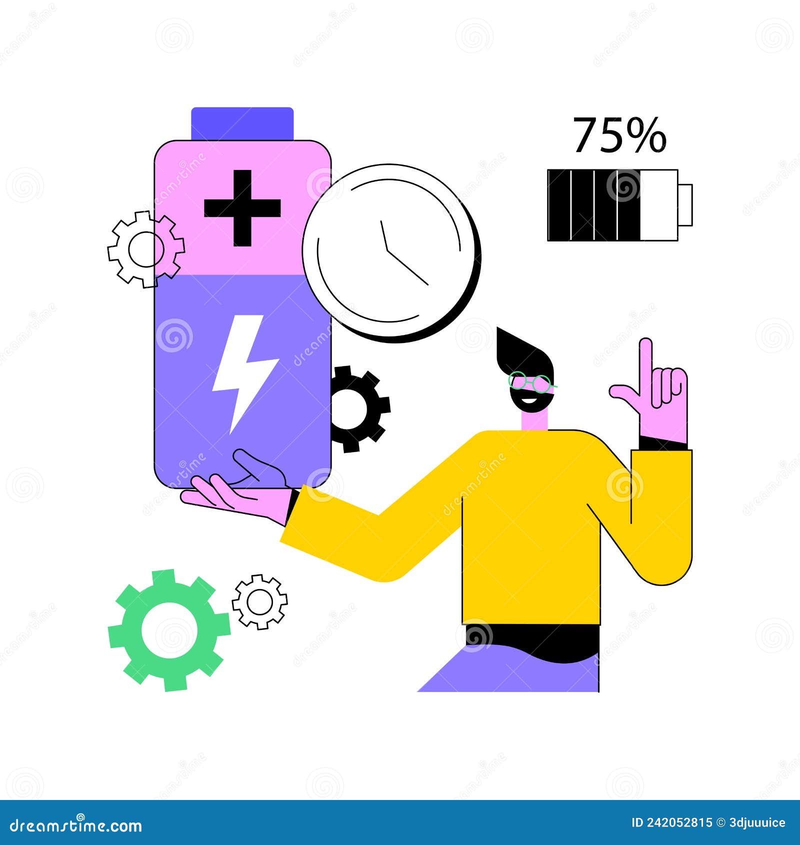 Battery Runtime Concept Landing Page. Cartoon Vector | CartoonDealer ...