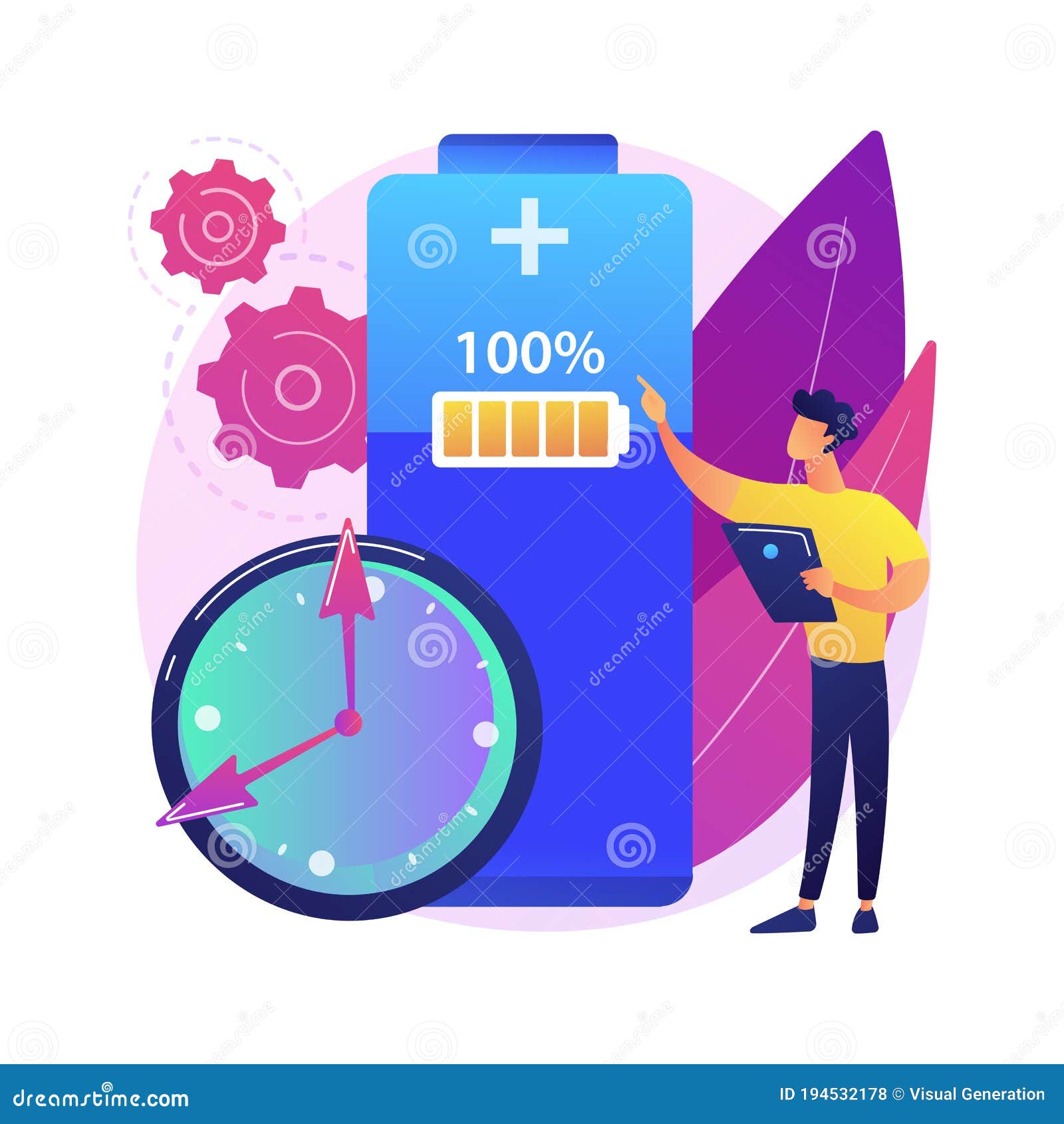 Battery Runtime Abstract Concept Vector Illustration. Stock Vector - Illustration of calculation ...