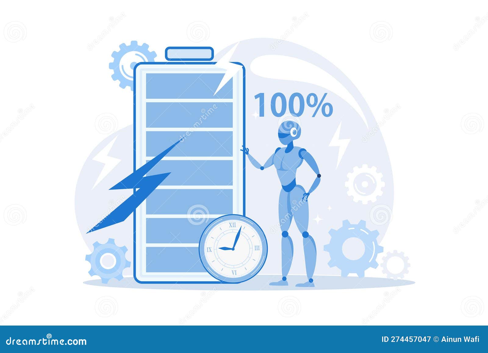 Battery Runtime Concept Landing Page. Cartoon Vector | CartoonDealer ...