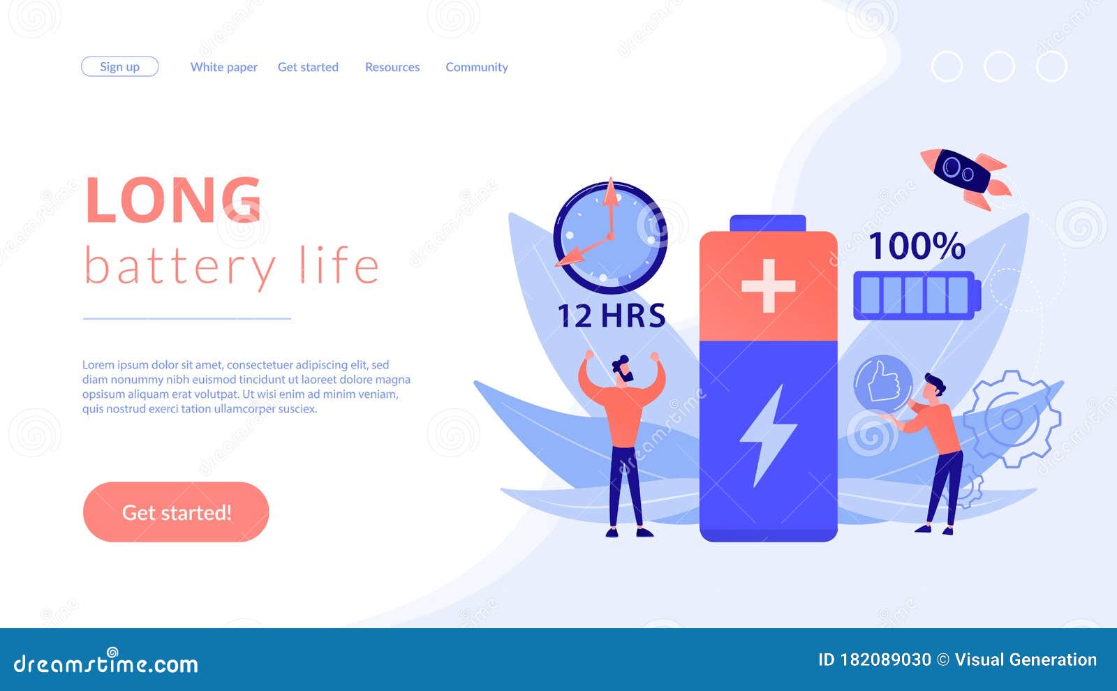 Battery Runtime Concept Landing Page. Vector Illustration ...