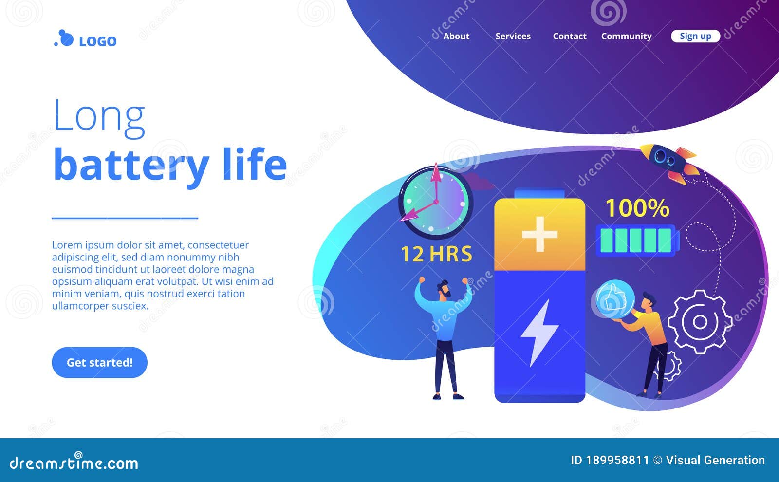 Battery Runtime Concept Landing Page. Stock Vector - Illustration of ... Battery Runtime Concept Landing Page. Stock Vector - Illustration of ...