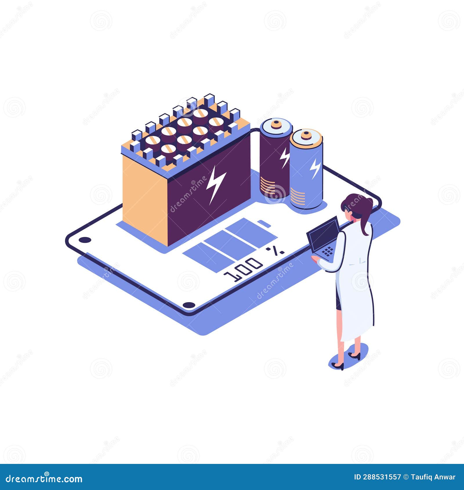 Battery Runtime Concept Landing Page. Cartoon Vector | CartoonDealer ...