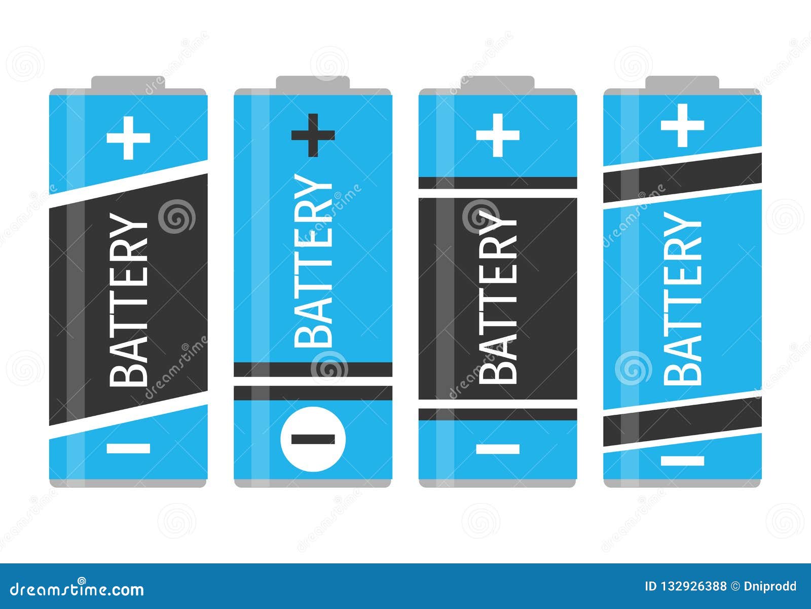 A Set of Four Blue Batteries Stock Vector - Illustration of fuel, icon ...