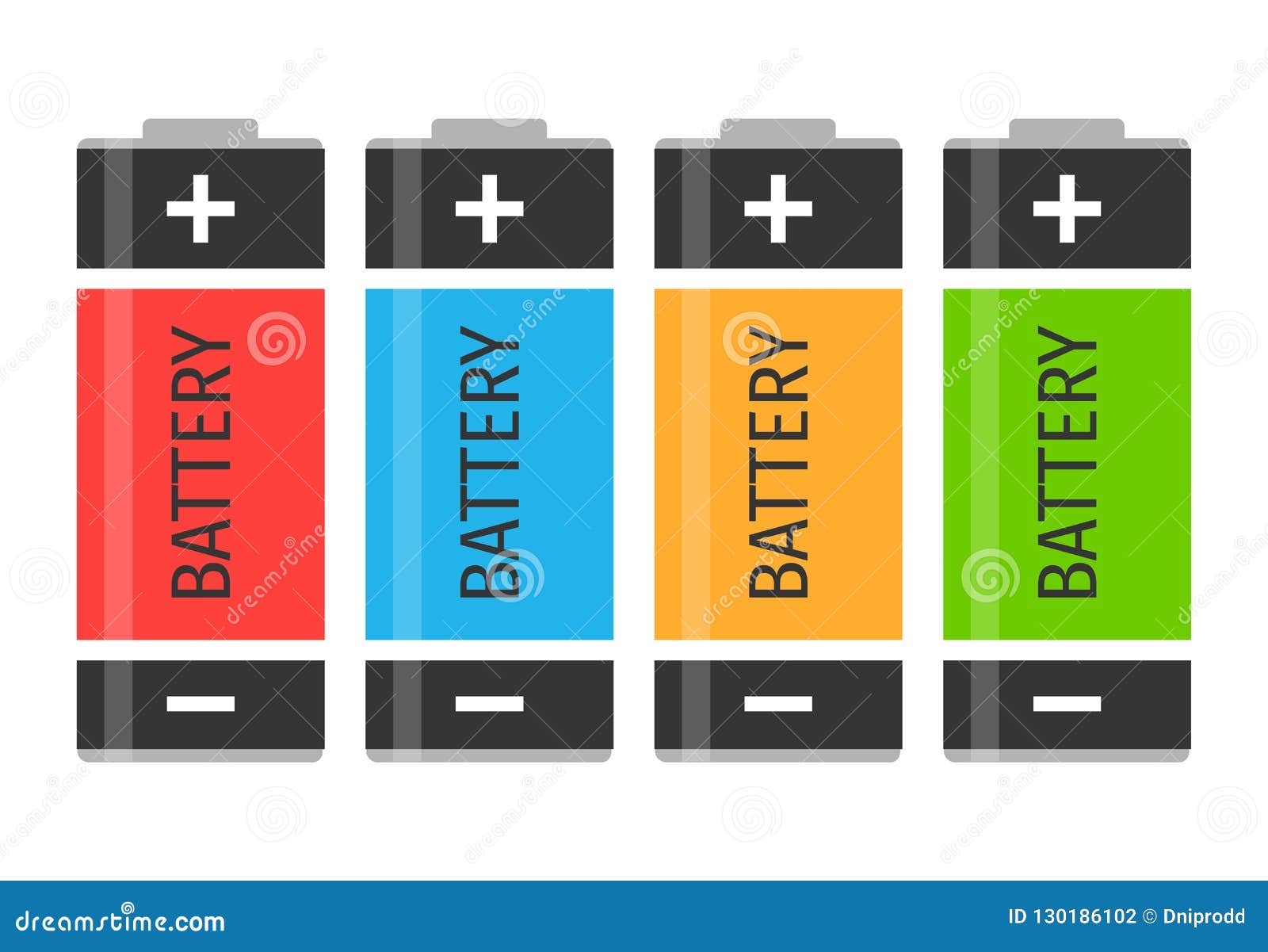 A Set of Four Colorful Batteries Stock Vector - Illustration of load ...
