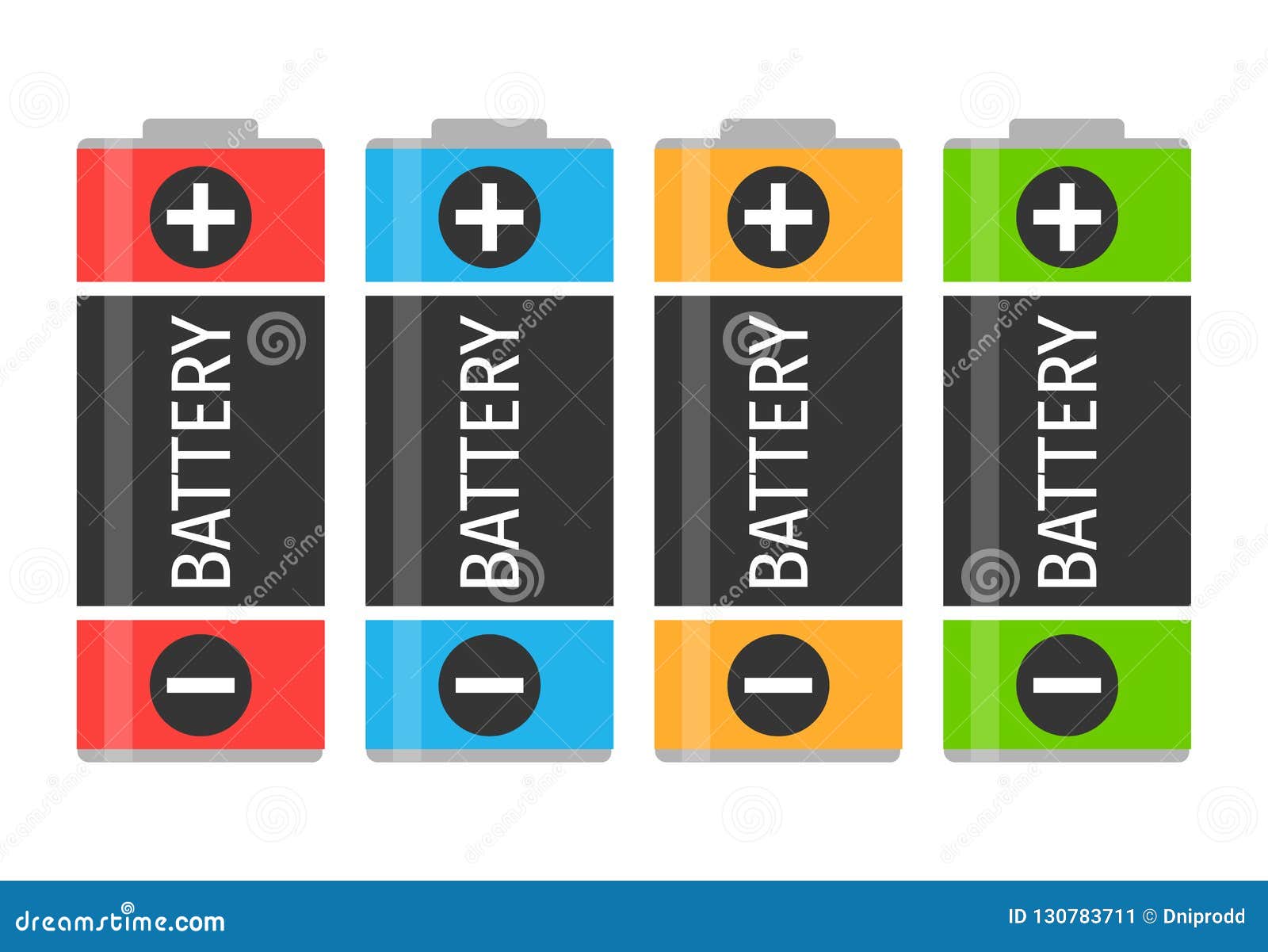 A Set of Four Colorful Batteries Stock Vector - Illustration of empty ...