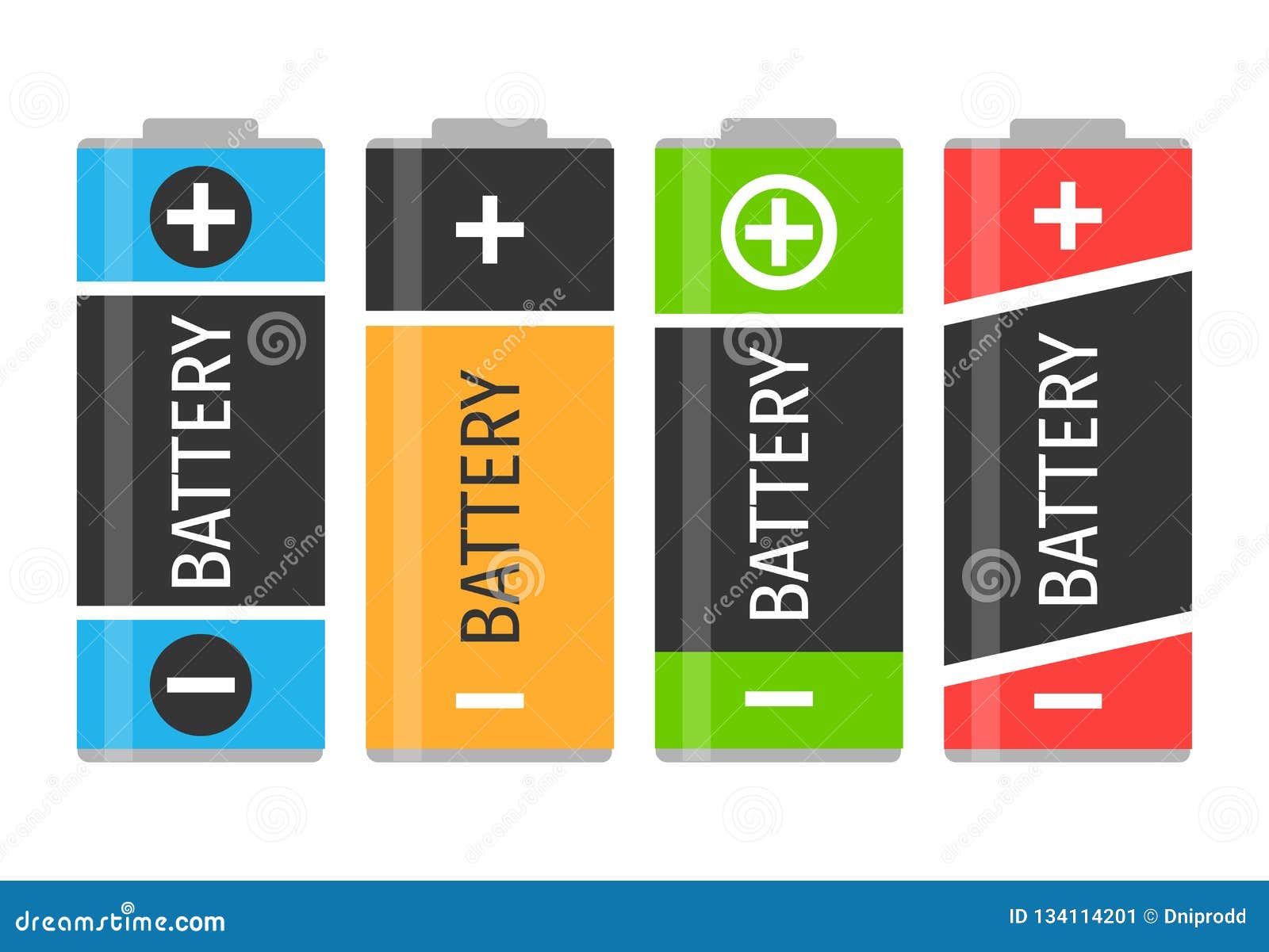 A Set of Four Colorful Batteries Stock Vector - Illustration of ...