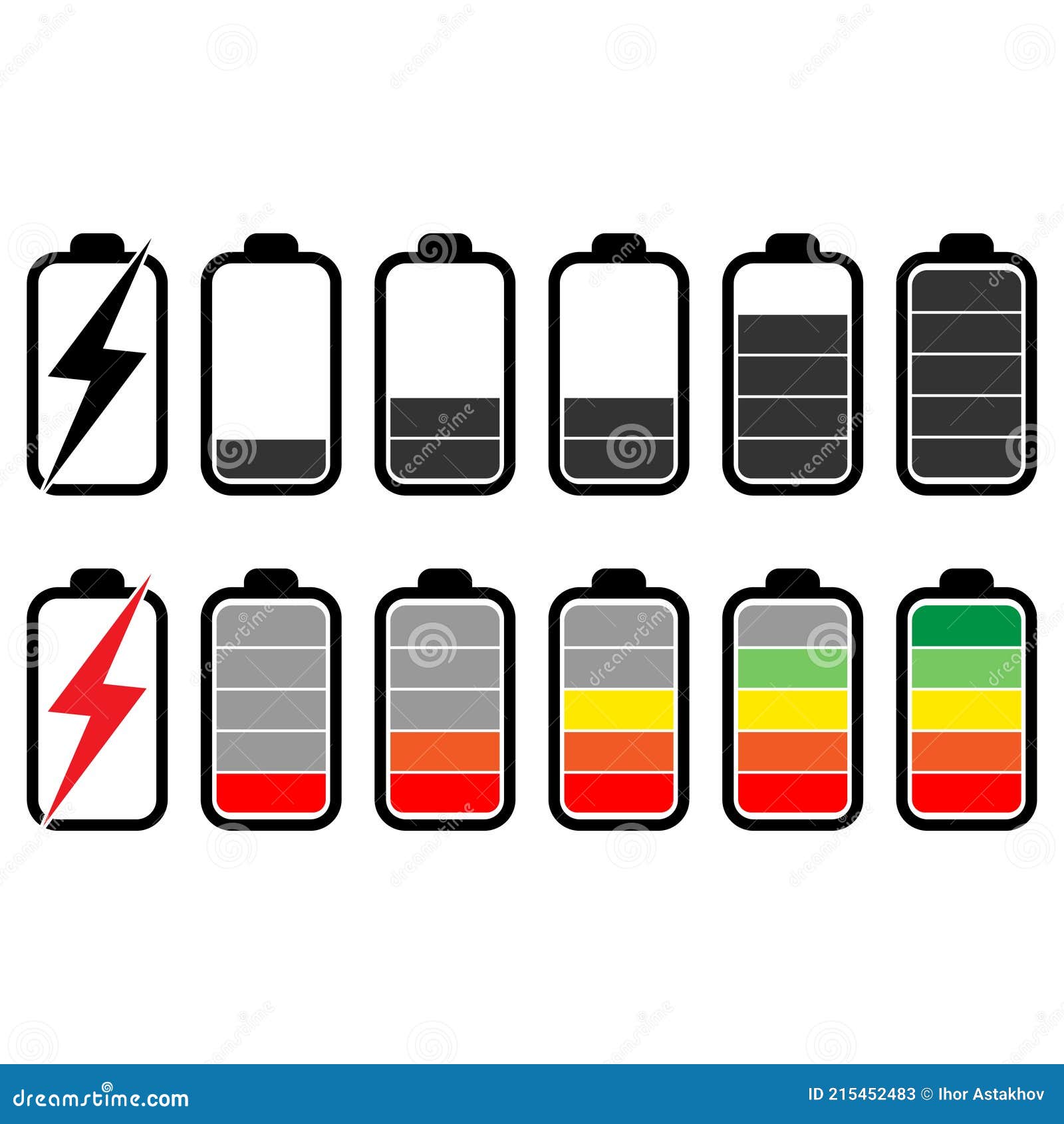 Battery Set Icons .information State of the Battery Battery Levels ...