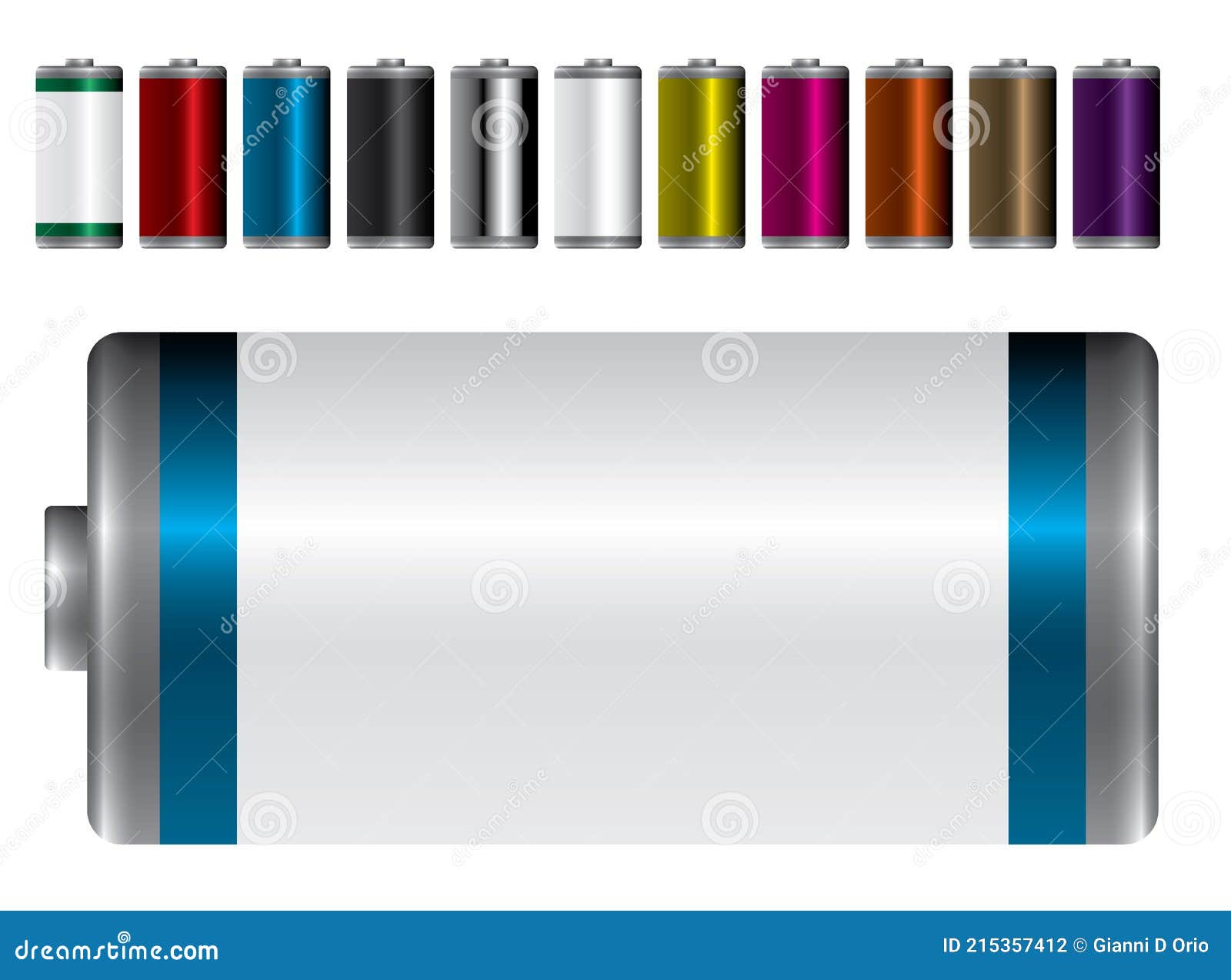 Battery Set of Various Colors Stock Illustration - Illustration of cell ...
