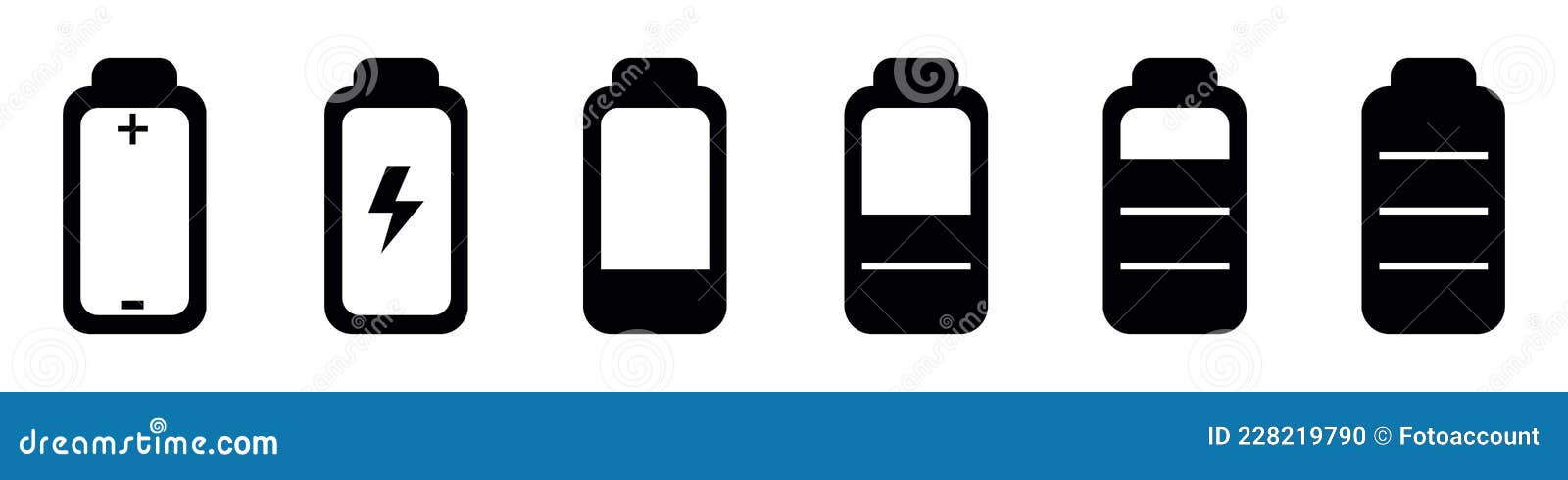 Battery Status Full, Half and Empty - Editable Vector Icons - Isolated ...