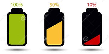 Battery Status Full, Half and Empty - Editable Vector Icons - Isolated ...