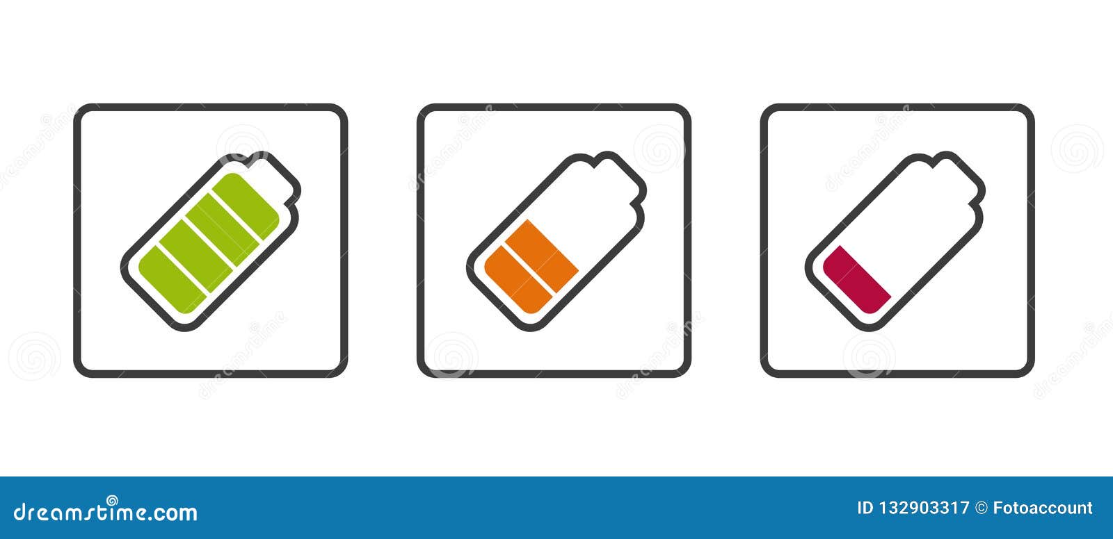 Battery Status Full, Half and Empty - Vector Illustration - Isolated on ...