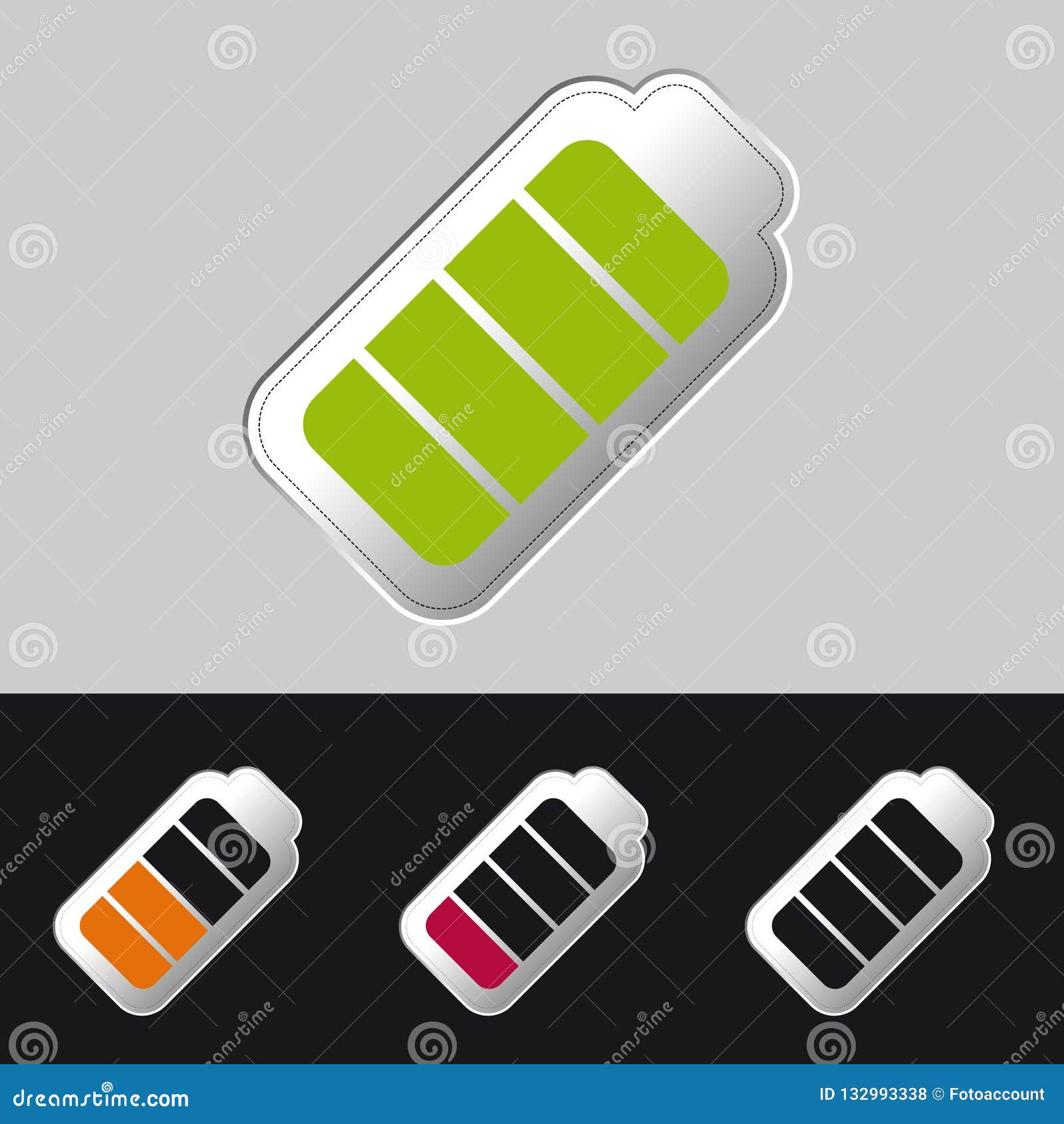 Battery Status Full, Half and Empty - Vector Illustration - Isolated on ...