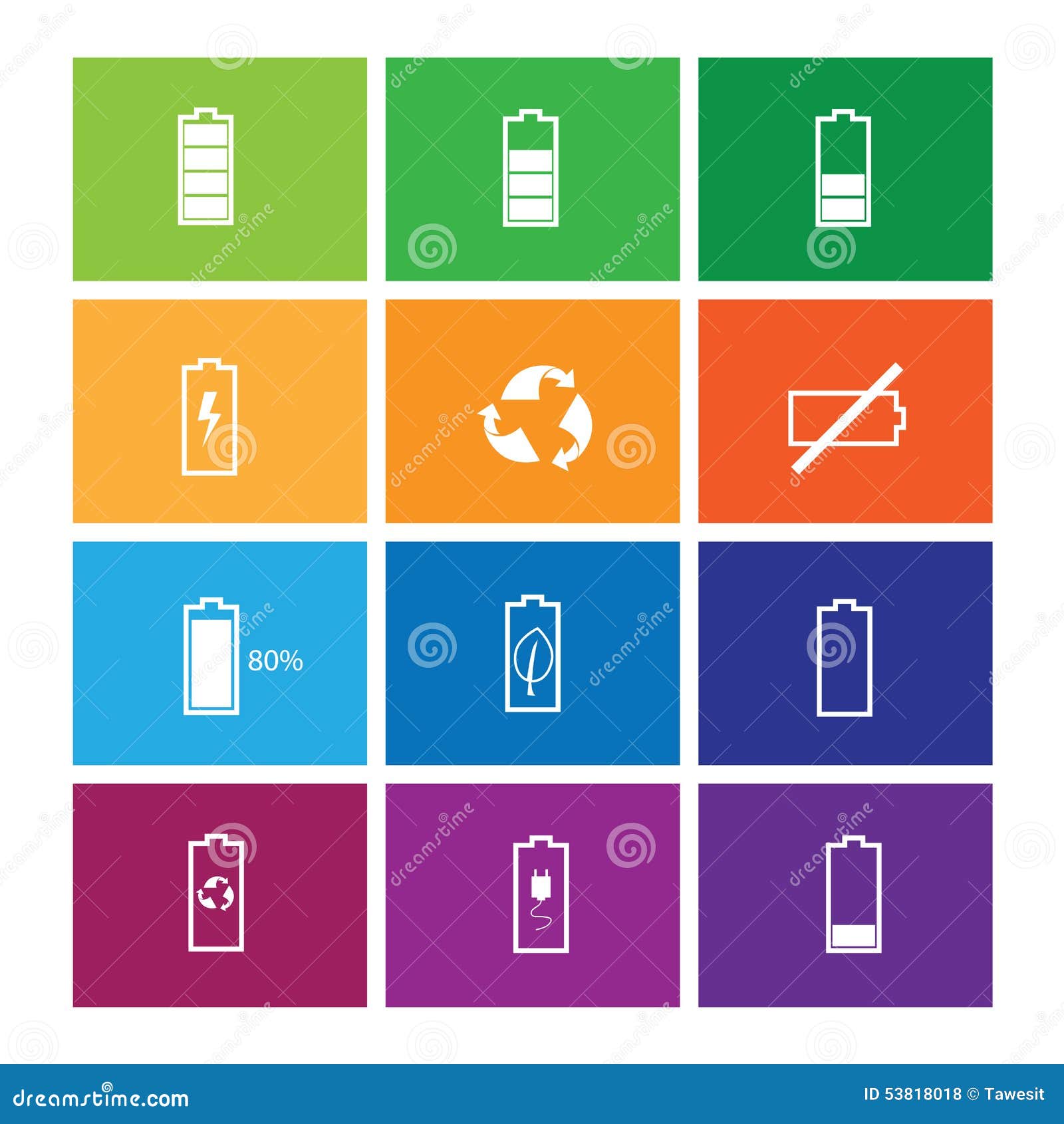 Battery status icons set stock vector. Illustration of charge - 53818018