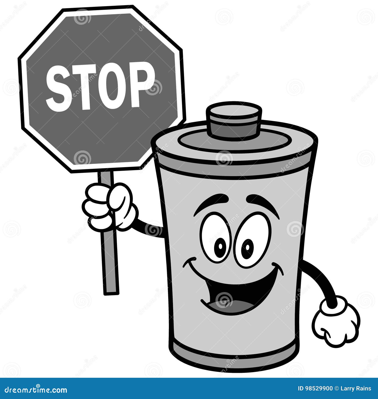Battery with Stop Sign Illustration Stock Vector - Illustration of ...