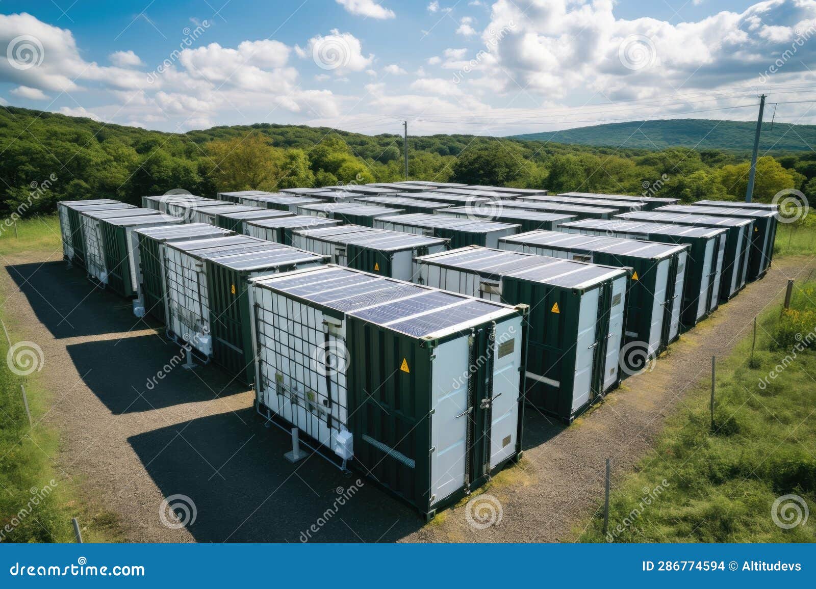 Battery Storage Units Arranged in a Grid Formation Stock Illustration ...