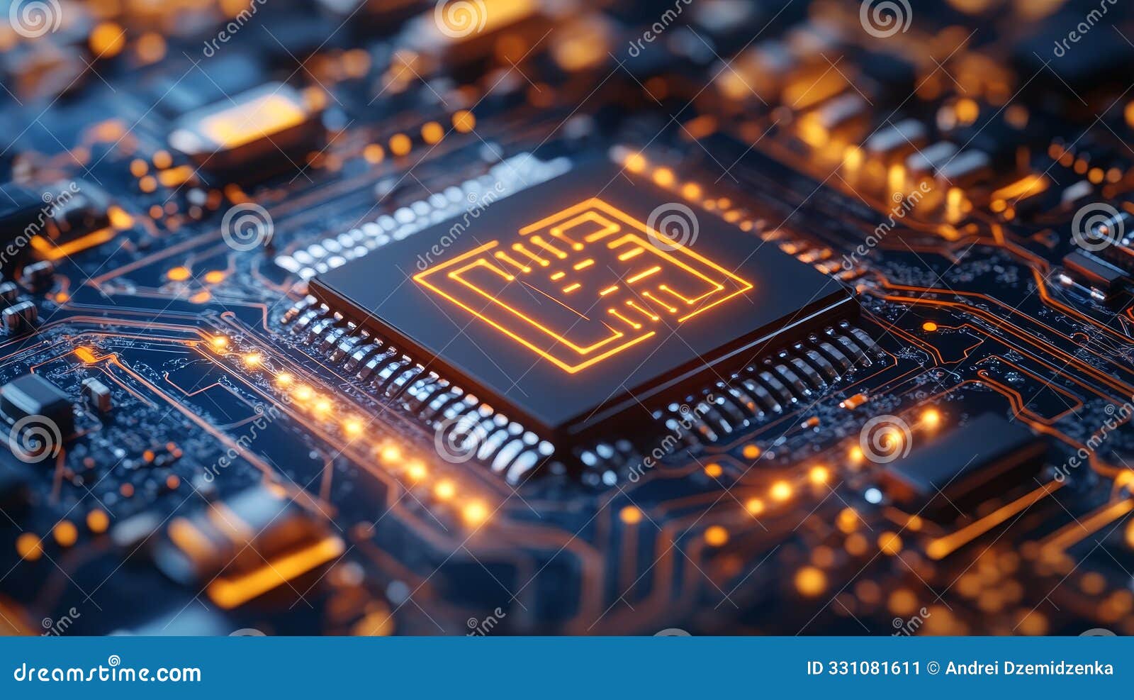 Battery Symbol on a Microchip. Data Flows from the Battery Across a ...