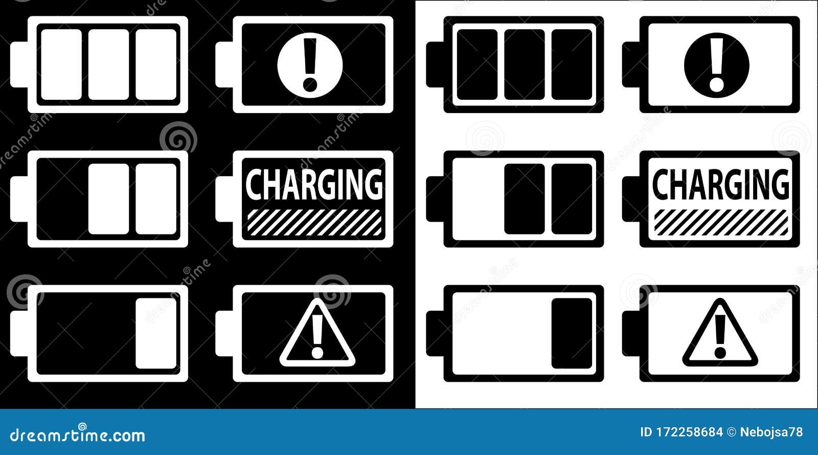 Battery Symbol Icons Set Vector Stock Vector - Illustration of mobile ...