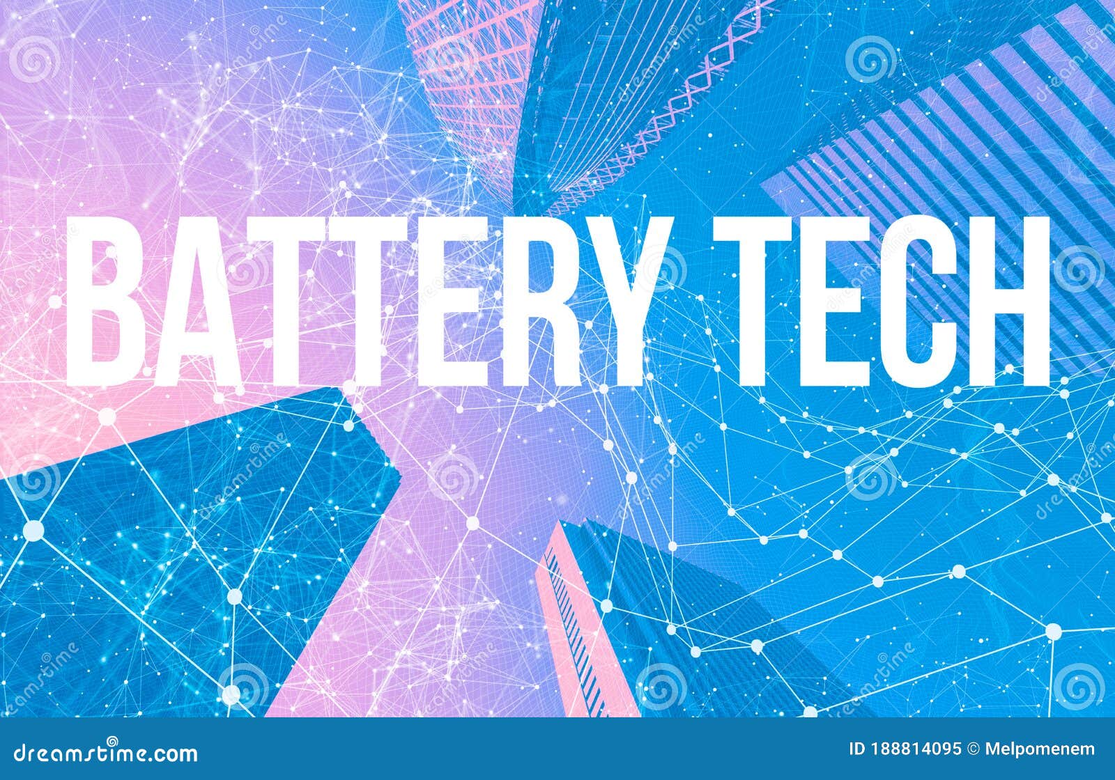 Battery Tech Theme with Abstract Patterns and Skyscrapers Stock Image ...