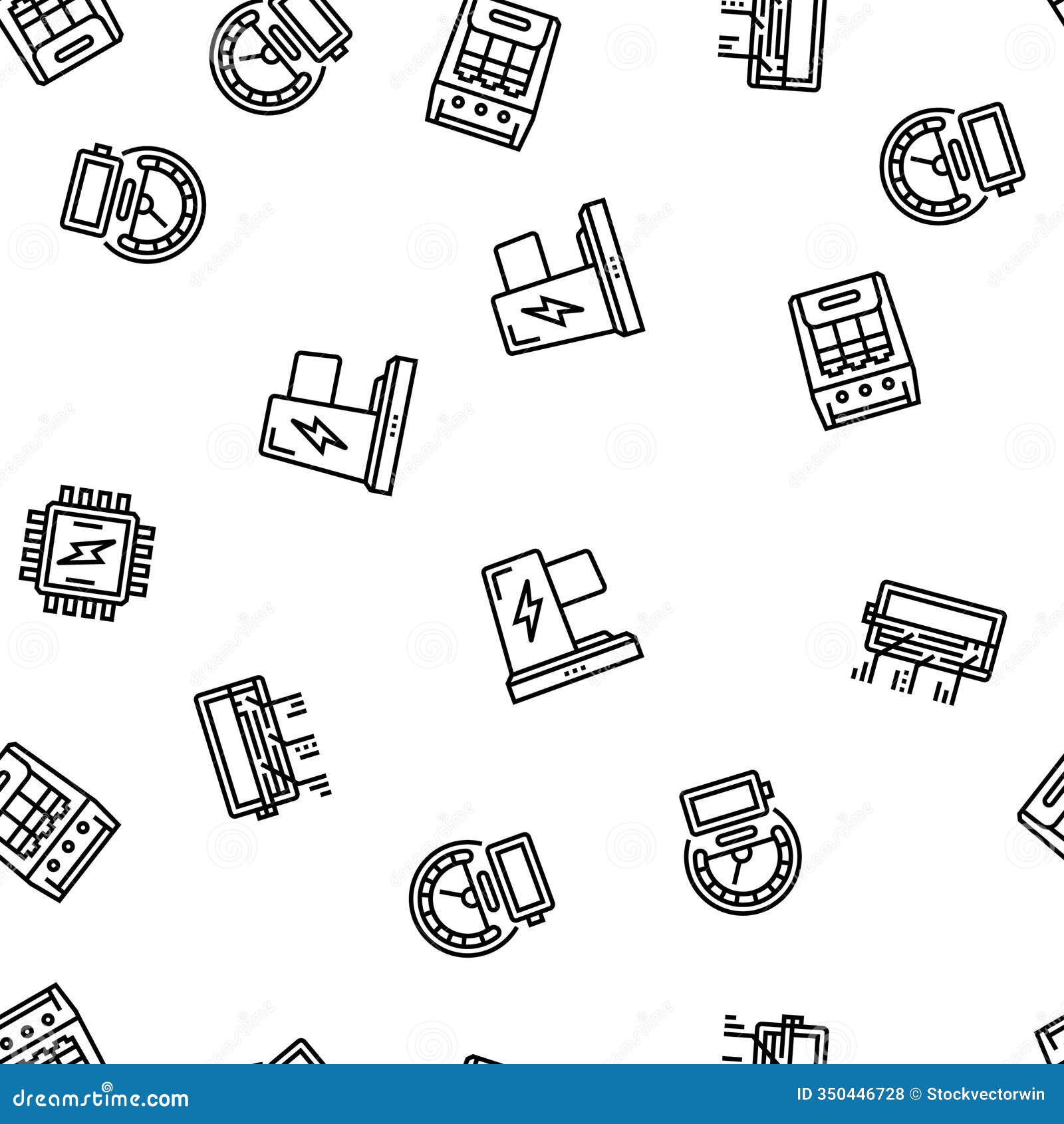 Battery Technology Power Electric Seamless Pattern Vector Stock ...