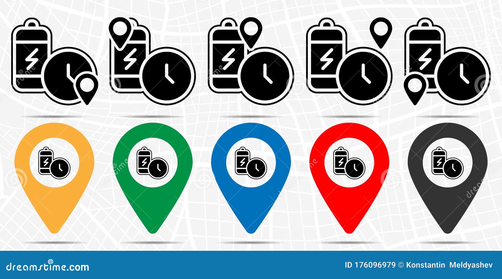 Battery, Time Icon in Location Set. Simple Glyph, Flat Illustration ...