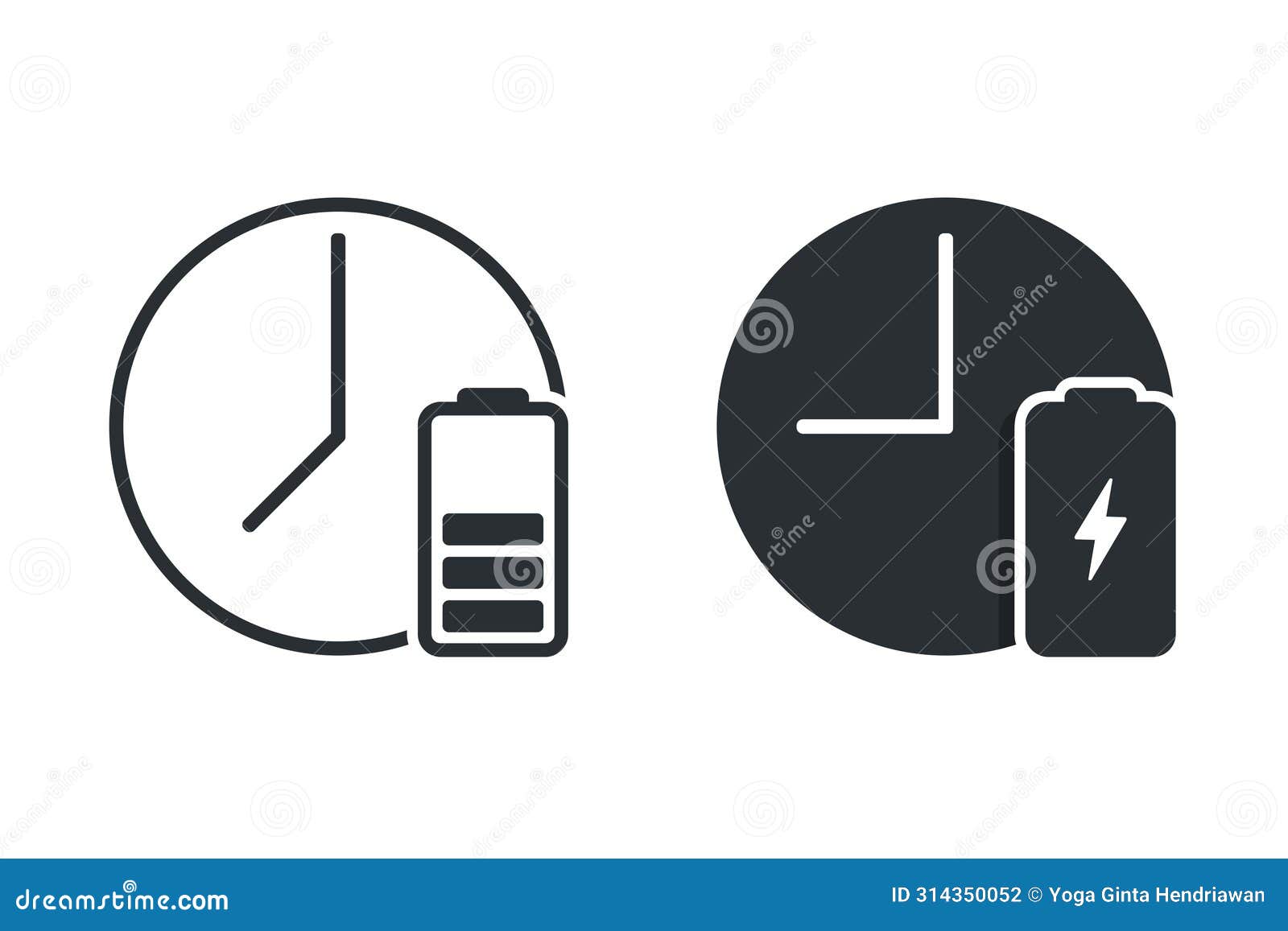 Battery Time Symbol. Illustration Vector Stock Vector - Illustration of ...