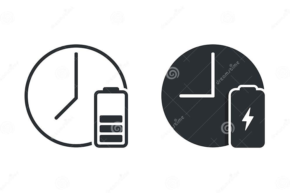 Battery Time Symbol. Illustration Vector Stock Vector - Illustration of ...