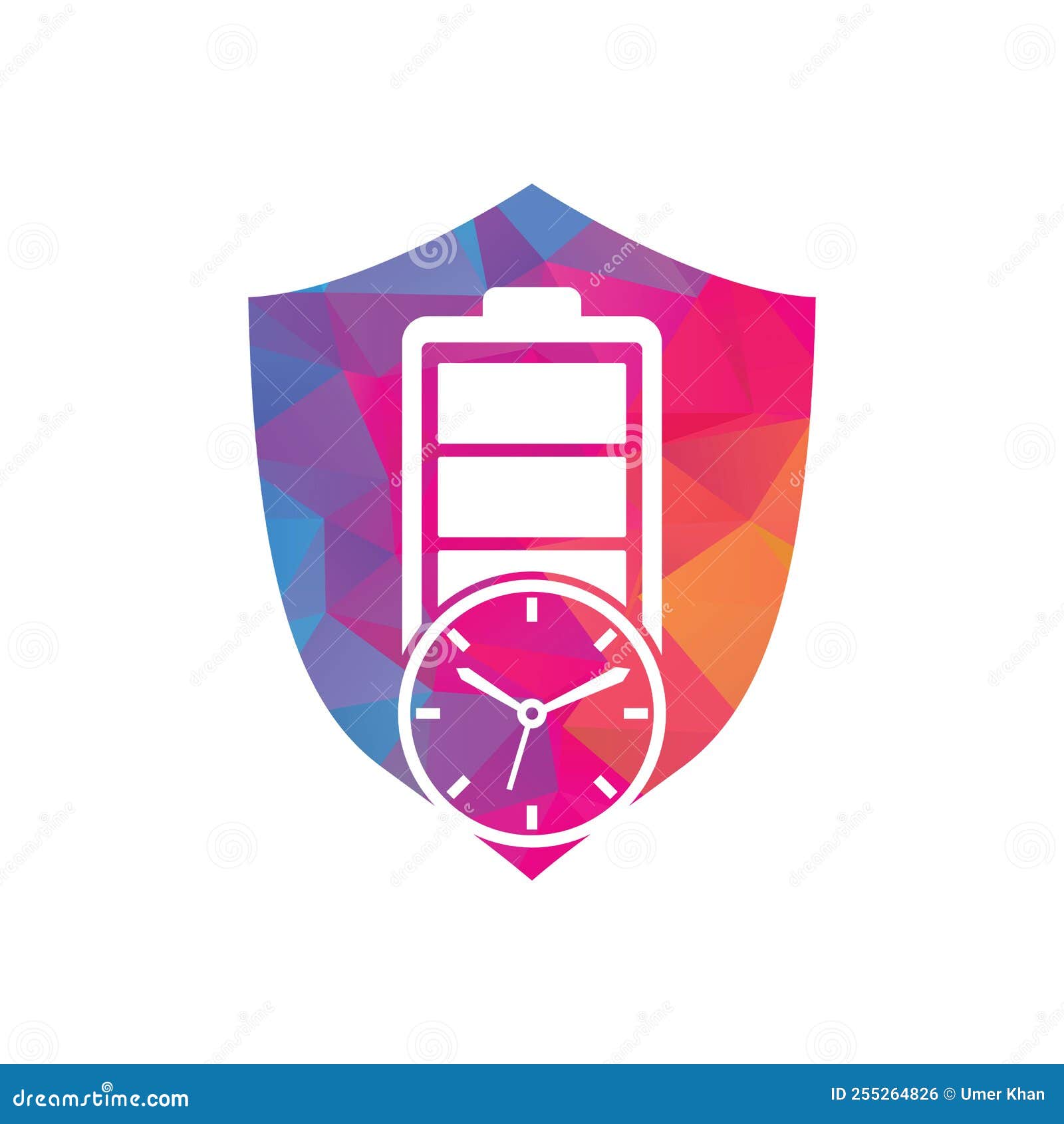 Battery Time Logo Design Template. Stock Vector - Illustration of full ...