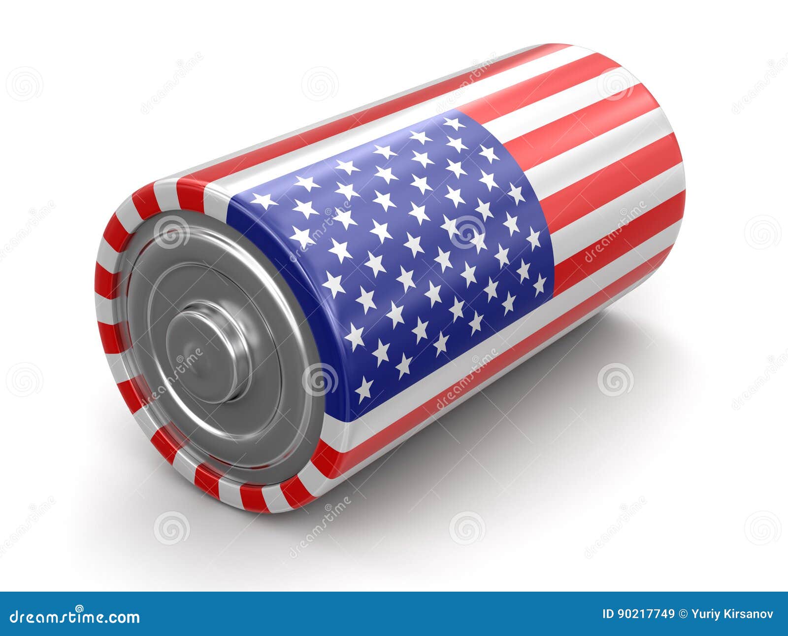 Battery with USA flag stock illustration. Illustration of american ...
