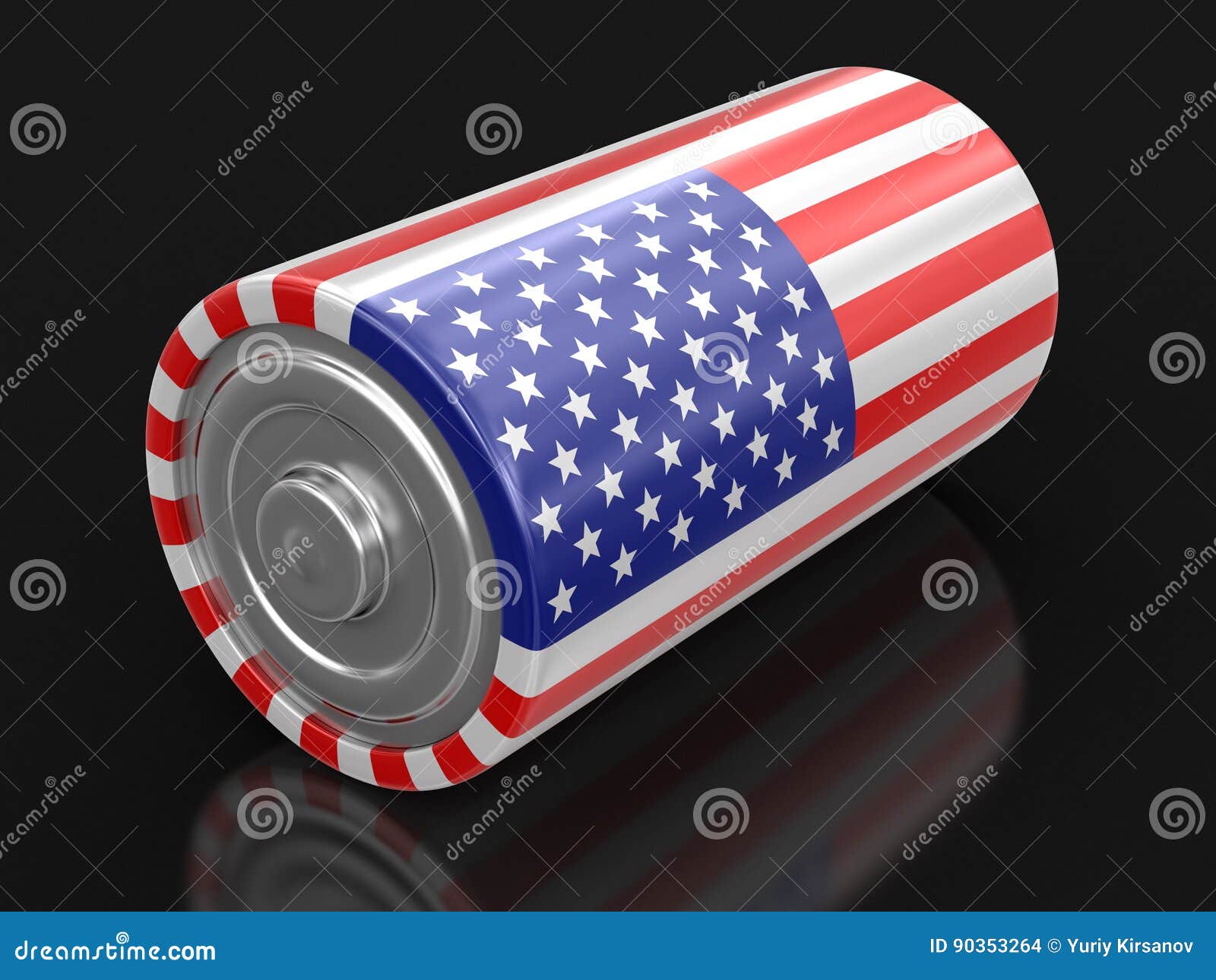 Battery with USA flag stock illustration. Illustration of fuel - 90353264