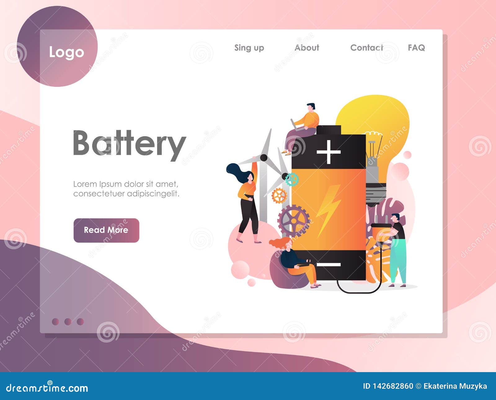 Battery Vector Website Landing Page Design Template Stock Vector ...