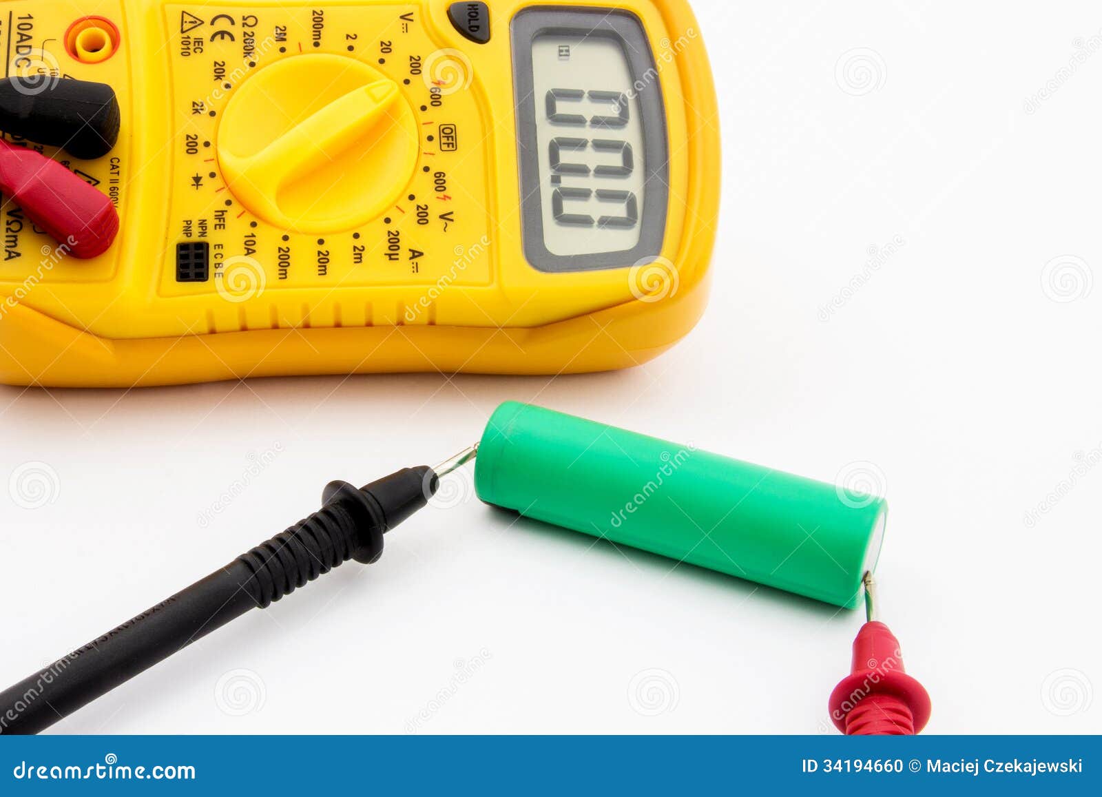 Voltage Measurement Using A Multimeter In An Electrical Panel. Stock ...
