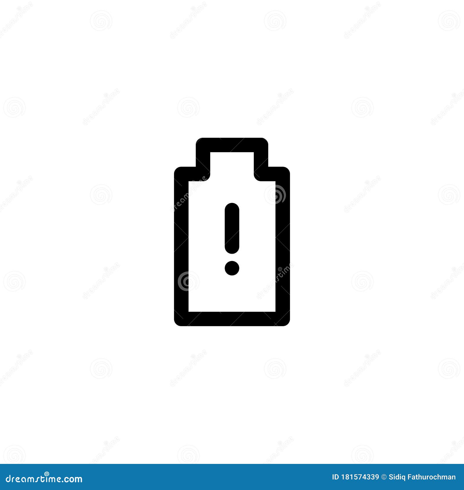 Battery Warning Icon stock vector. Illustration of electronic - 181574339