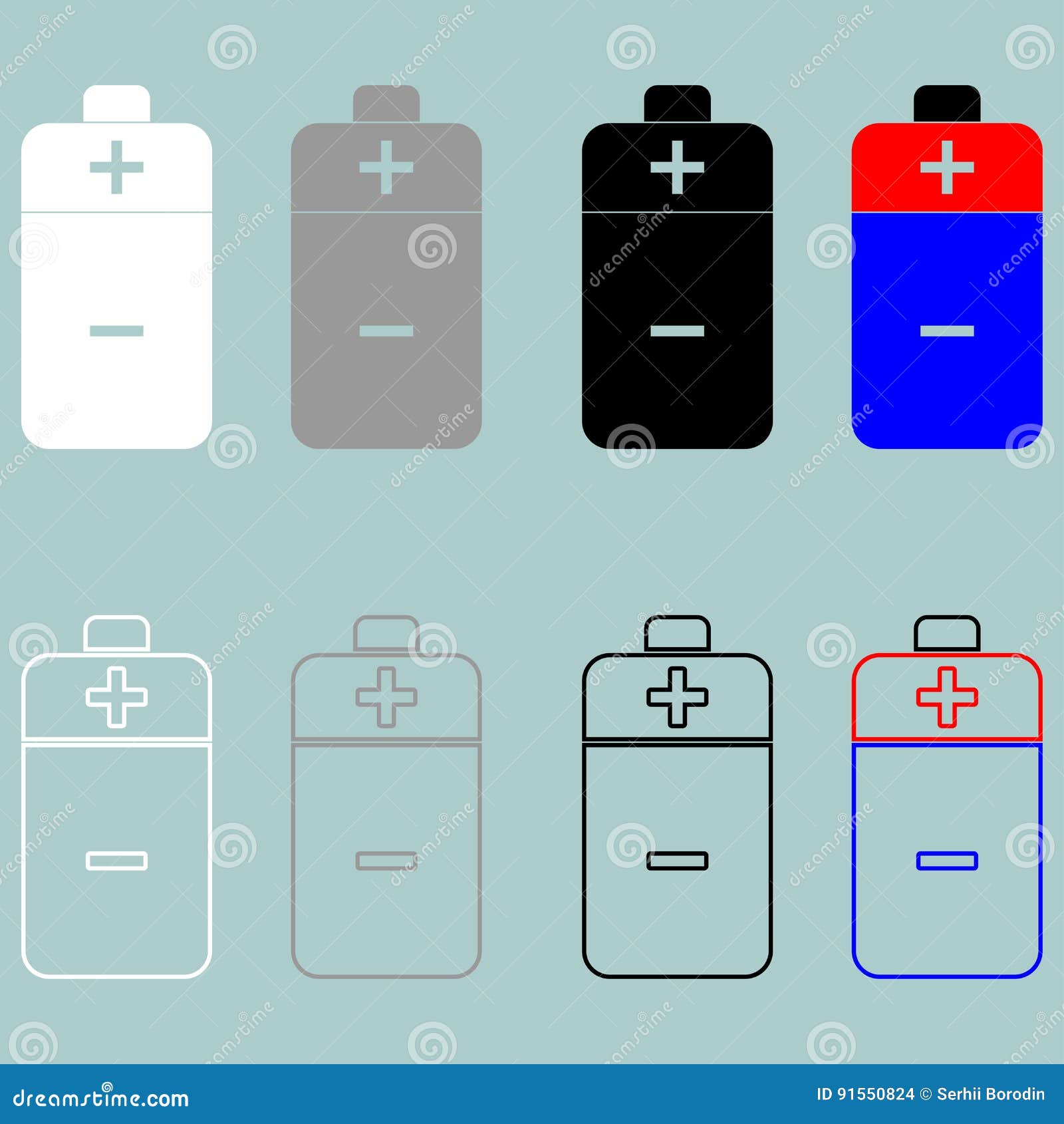Battery White Grey Black Blue and Red Icon. Stock Vector - Illustration ...