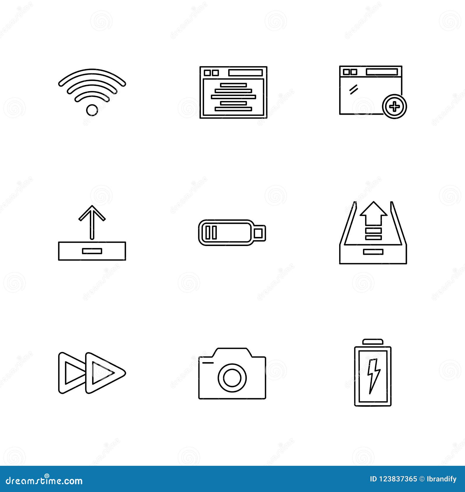 Battery , Wifi , Network , Infrared , Signals , Web , User Inter ...